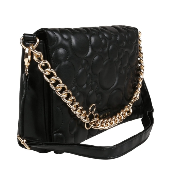 Disney | Bags | Disney Mickey Mouse Black Gold Embossed Quilted ...